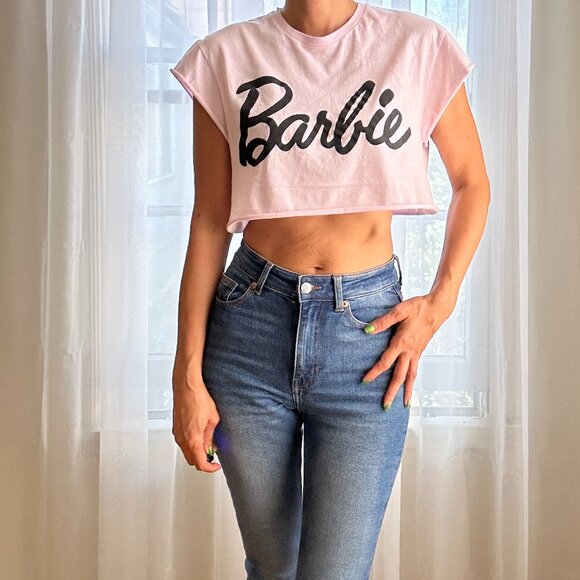 Barbie | Tops | Mattel Barbie Logo Sporty Chic Pastel Pink Crop Top ...